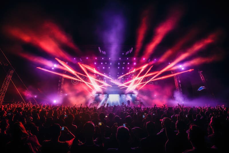 A Vibrant Concert with a Thriving Crowd Under the Open Sky Stock Image ...