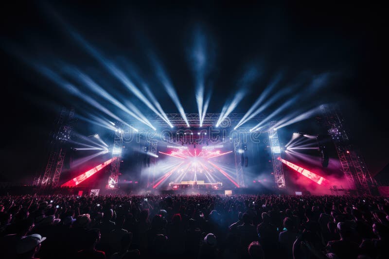 A Vibrant Concert with a Thriving Crowd Under the Open Sky Stock Image ...