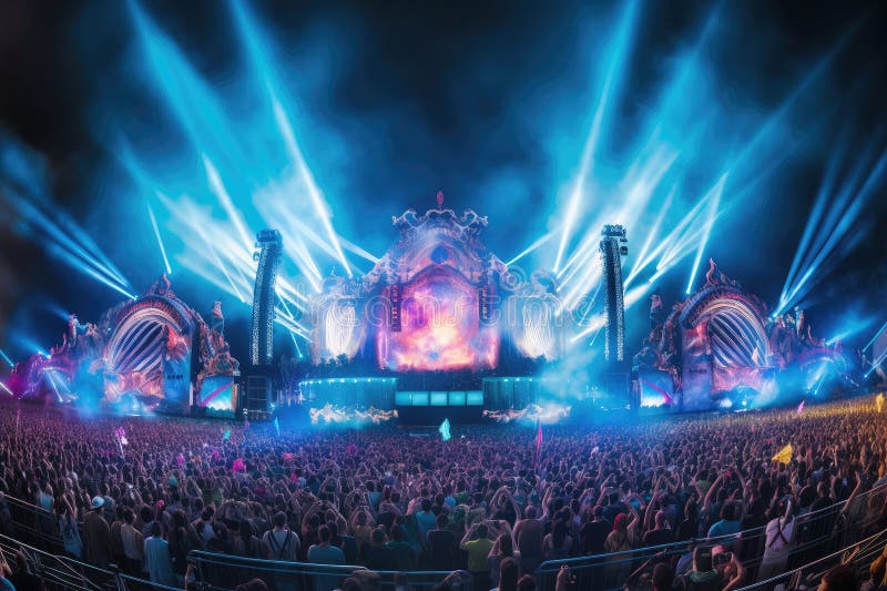 A Vibrant Concert with a Thriving Crowd Under the Open Sky Stock Image ...