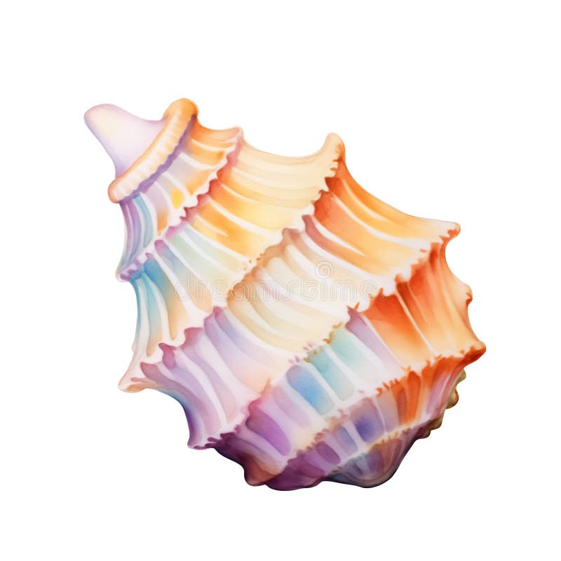 Vibrant Conch Shell in Pastel Colors with Detailed Patterns and ...