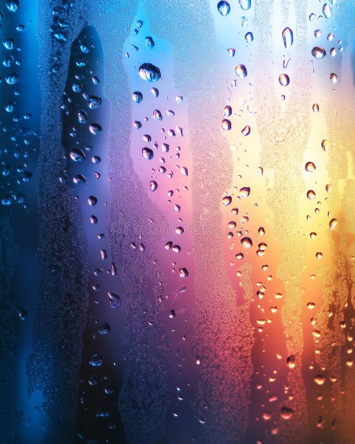 Vibrant Condensation Texture on Glass Creating Abstract Shapes with ...
