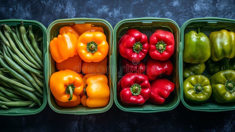 Vibrant Containers, Filled with a Range of Freshly Cut Vegetables, are ...