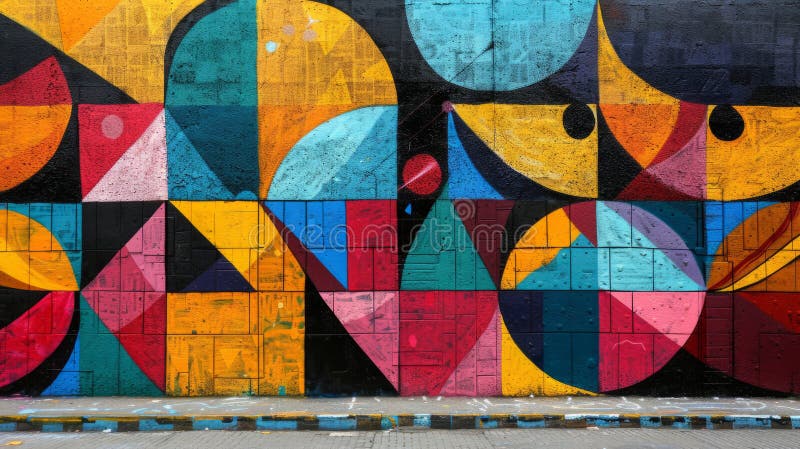 Vibrant Contemporary Graffiti Showcasing Geometric Patterns and Digital ...