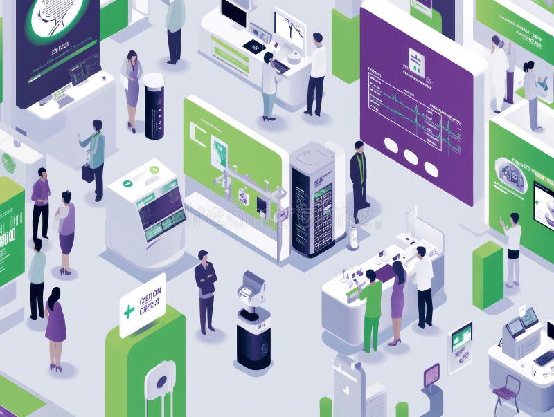 A Vibrant Convention Scene with a Neurosciencetech-themed Booth ...