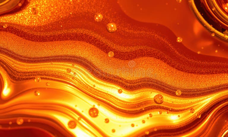 Vibrant Copper Liquid Background with Flowing Patterns and Bubbles ...
