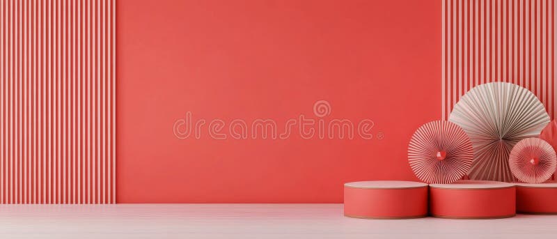 Vibrant Coral Backdrop with Decorative Elements for Creative Display ...