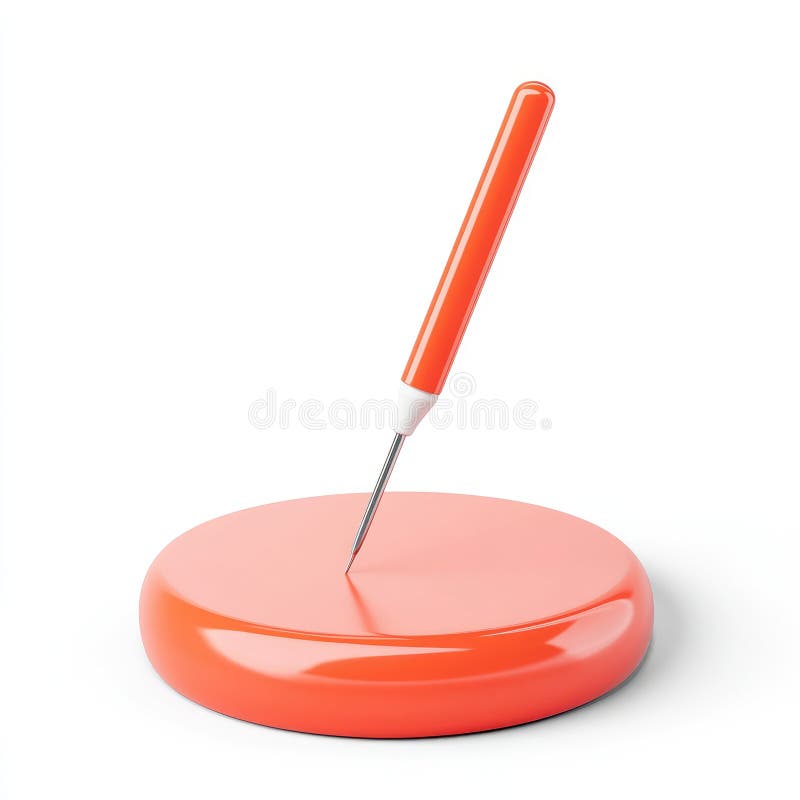 Orange Push Pin Puncturing a Round Surface Stock Illustration ...