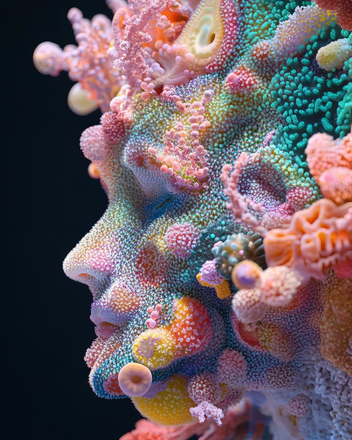 Colorful Coral Structure Showcasing Intricate Bacteria and ...