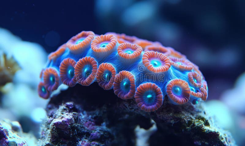 Vibrant Coral Polyps Showcasing Stunning Colors in Underwater Reef ...