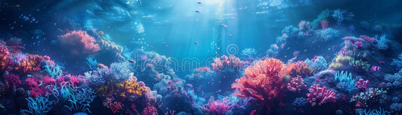 Vibrant Coral Reef in a Clear Blue Ocean Stock Illustration ...