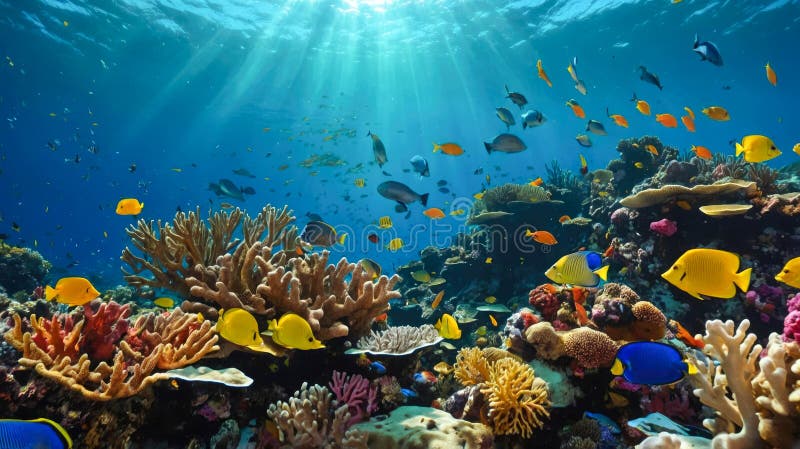 Colorful Fish Swim on a Coral Reef in the Red Sea Stock Photo - Image ...