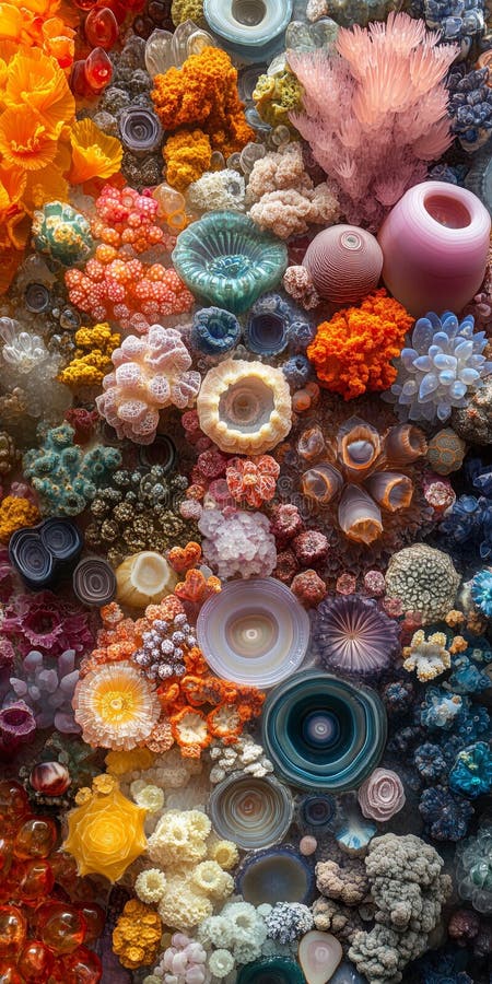 Vibrant Coral Reef Display Showcasing Diverse Textures and Colors ...