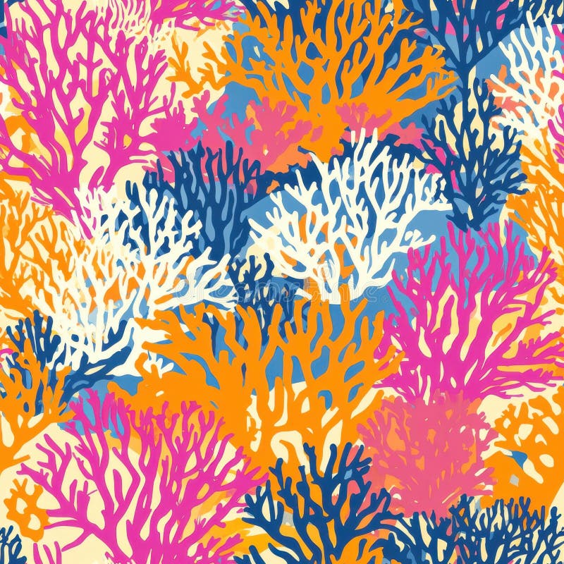 Vibrant Coral Reef Ecosystem Pattern Abstract Background Stock Image ...