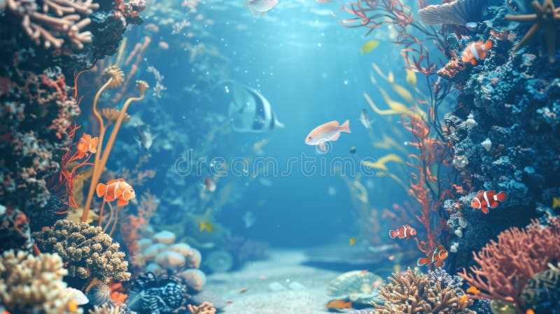 Vibrant Coral Reef Ecosystem Teeming with Tropical Marine Life Stock ...