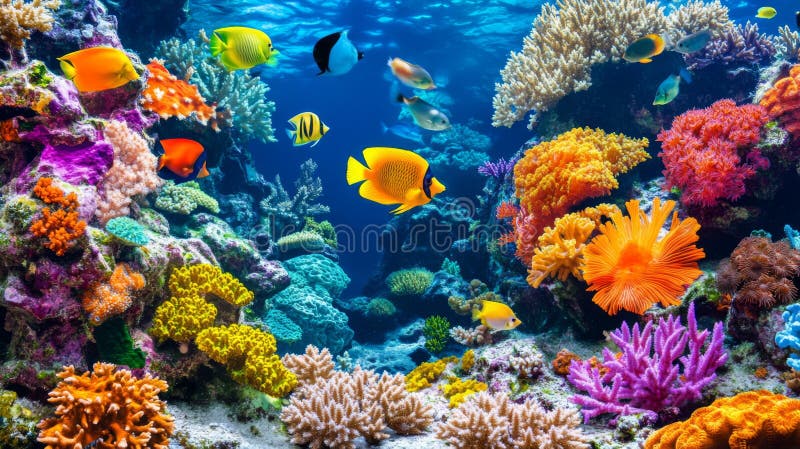 Vibrant Coral Reef Fish and Coral Ecosystem Stock Photo - Image of pink ...