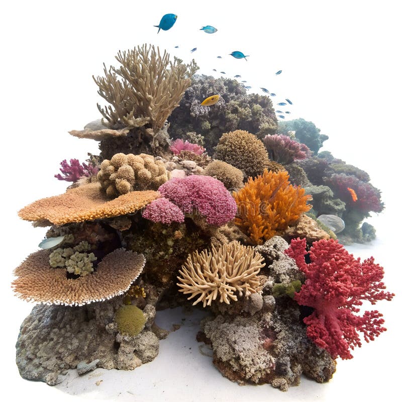 Vibrant Coral Reef Isolated on White Background Stock Illustration ...