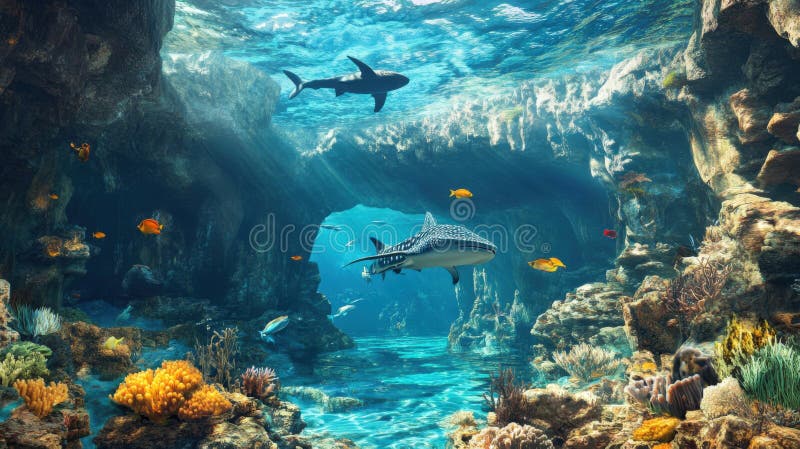 Vibrant Coral Reef Teeming with Colorful Tropical Fish Stock ...
