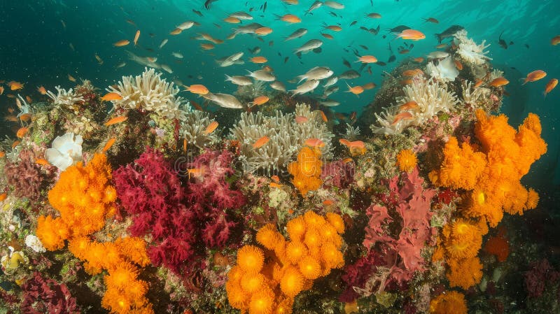 Vibrant Coral Reef Teeming with Life in a Tropical Ocean Stock Image ...