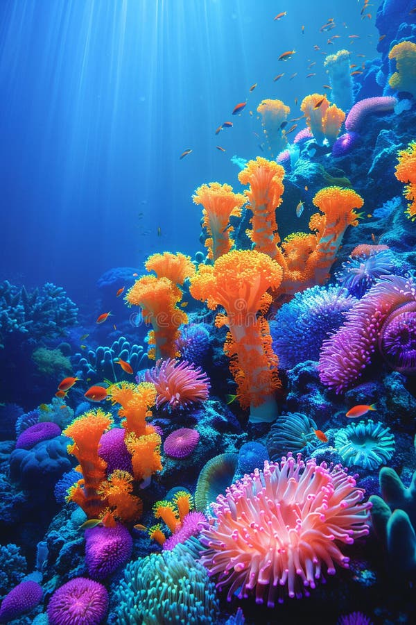 A Vibrant Coral Reef Teeming with Marine Life Stock Photo - Image of ...