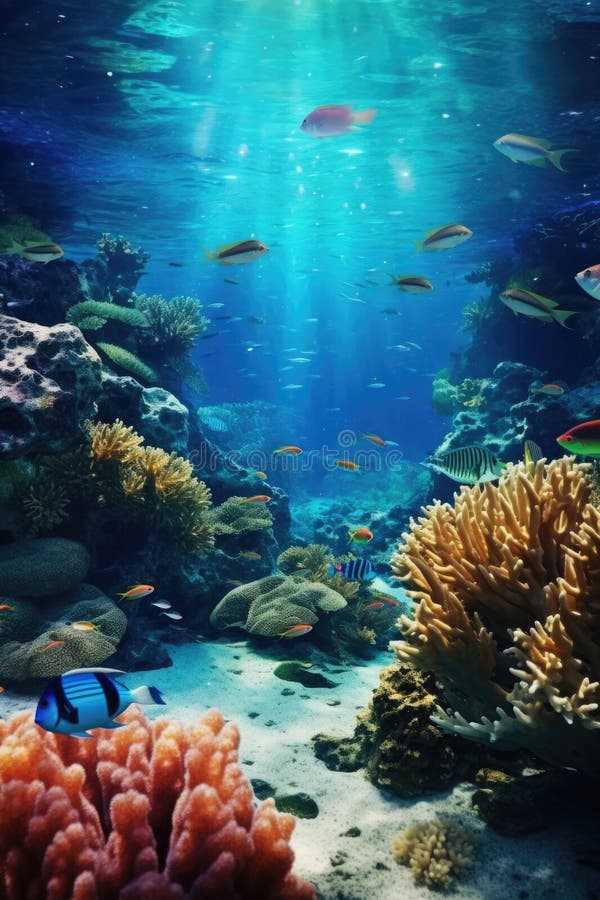 A Vibrant Coral Reef Teeming with a Variety of Fish. Perfect for ...