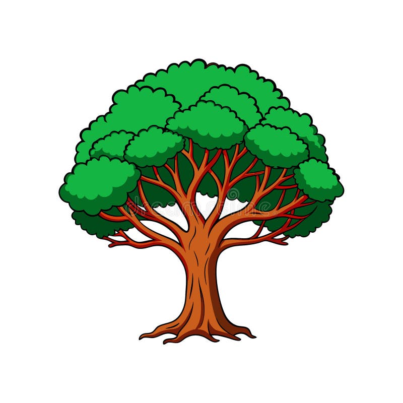 Vibrant Cork Oak Tree Design with Bold Outlines Stock Photo ...