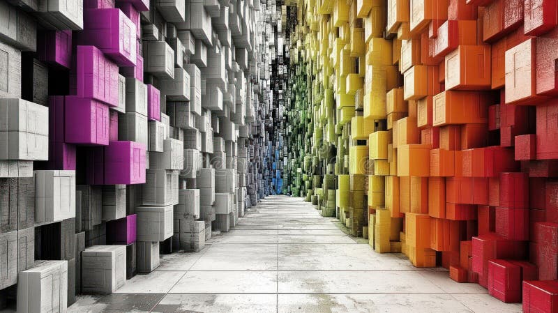 A Vibrant Corridor of Stacked Colorful Boxes Leading To a Bright Future ...