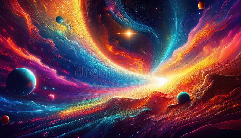 Vibrant Cosmic Abstraction Galactic Motion in a Digital Kaleidoscope of ...