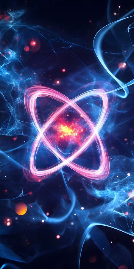 Vibrant Cosmic Atom-like Structure with Swirling Patterns Stock ...