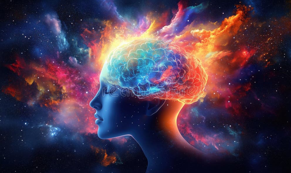 Vibrant Cosmic Brain Illustration Representing Creativity and ...