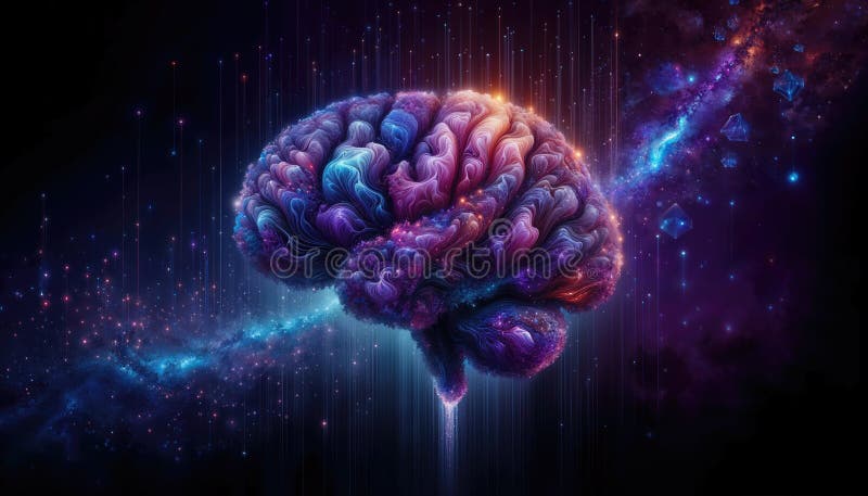 Vibrant Cosmic Brain, Neural Galaxy, Stars and Nebulae, Abstract Space ...