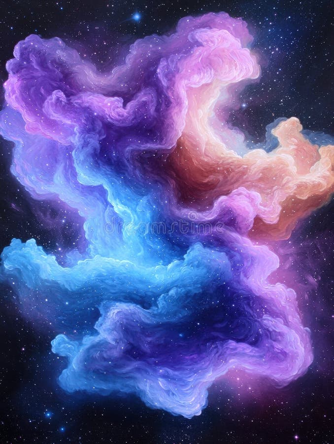 Vibrant Cosmic Cloud Formation in Deep Space Stock Illustration ...