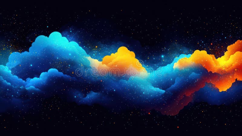 A Vibrant Cosmic Cloud Scene with Bright Colors and Starry Background ...
