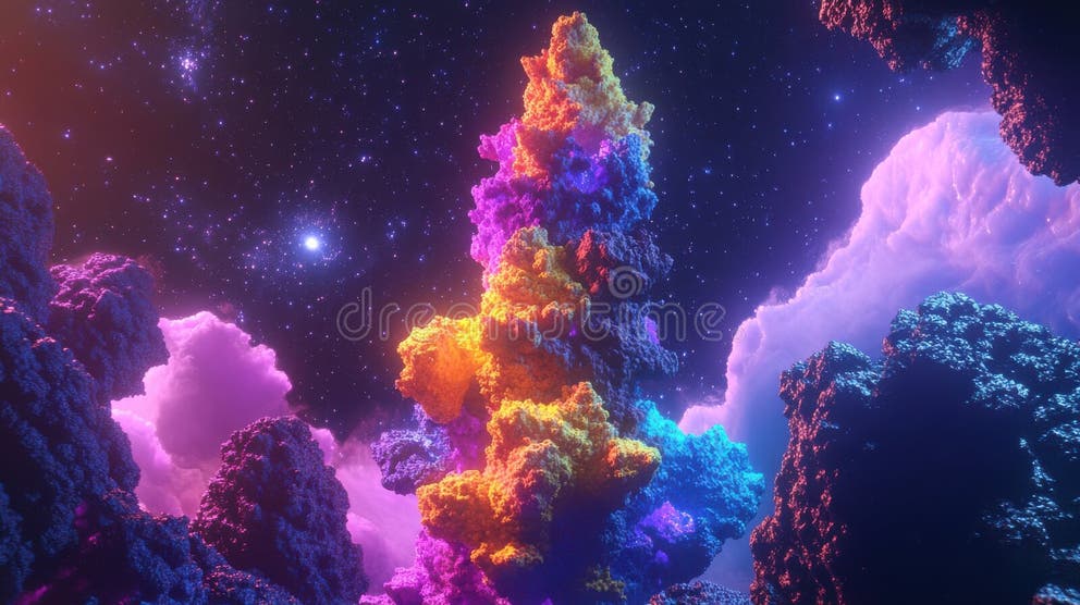 Vibrant Cosmic Cloud Structures Illuminated in Space with Stars Stock ...