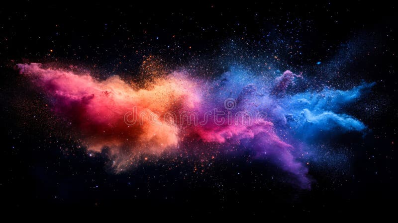 Vibrant Cosmic Color Explosion Against Black Background Stock ...