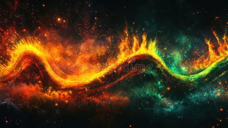 A Vibrant Cosmic Dragon-like Entity Flowing through a Starry Universe ...