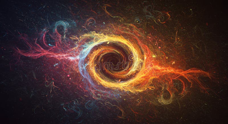 Vibrant Cosmic Energy Swirl Combining Fire and Lightning in a Dynamic Abstract Vortex Stock ...