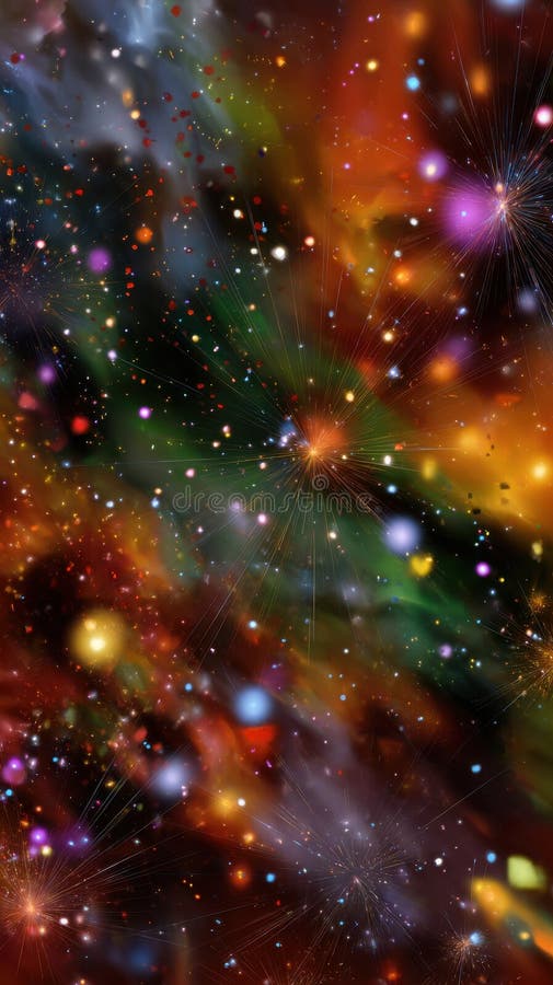 Vibrant Cosmic Explosion of Color with Sparkling Light Bursts Creating ...