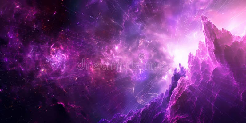 Vibrant Cosmic Explosion of Colors in Deep Space, Filled with Nebulous ...