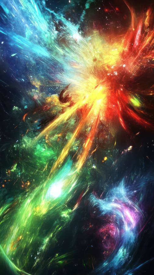 A Vibrant Cosmic Explosion of Colors, Depicting a Nebula or Galactic ...
