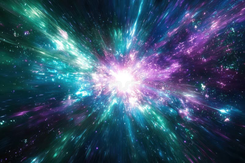Vibrant Cosmic Explosion in Deep Space with Colorful Light Rays and ...