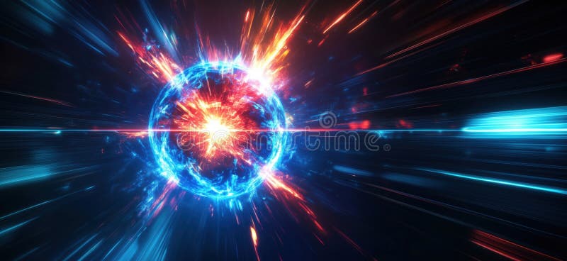 Vibrant Cosmic Explosion Dynamic Light Trails Energy Bursts Stock ...