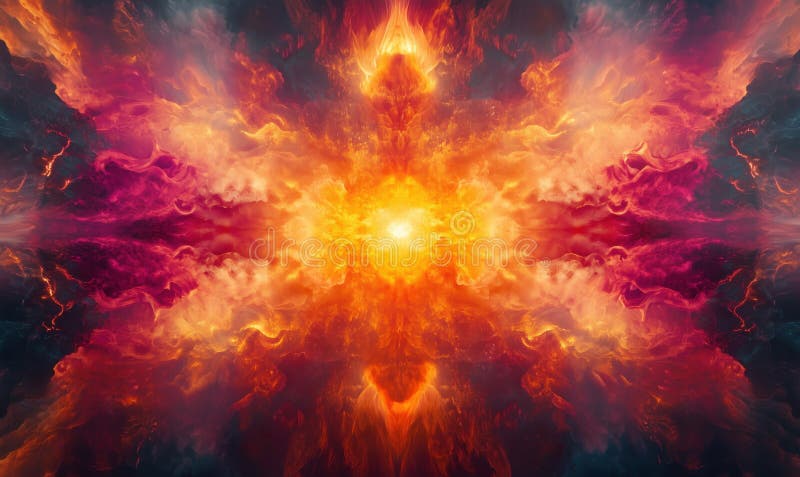 Vibrant Cosmic Explosion Fiery Colors Swirling Nebula Patterns Stock ...