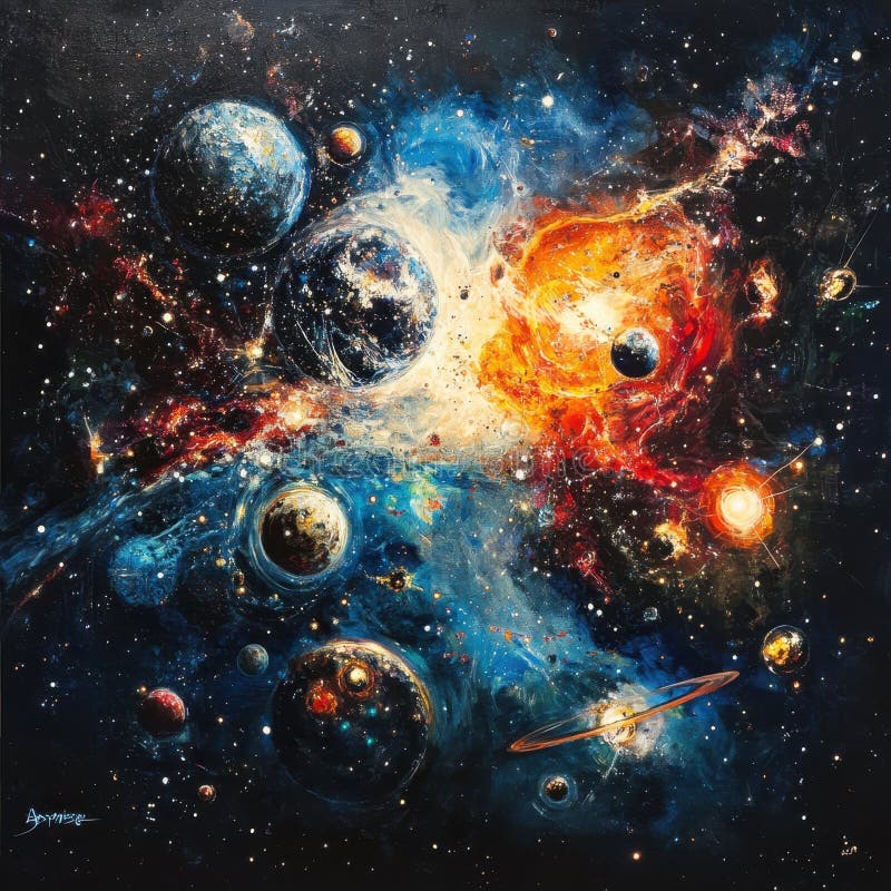 Vibrant Cosmic Explosion Planets Interstellar Elements Stock Photos ...