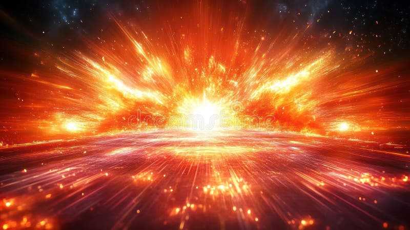 Fiery Explosion in Space: Bright Starburst Background Stock ...