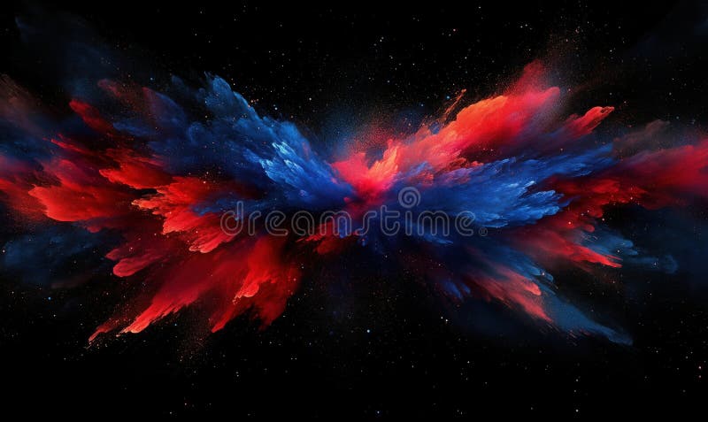 Vibrant Cosmic Explosion Red Blue Colors Against Black Background Stock ...