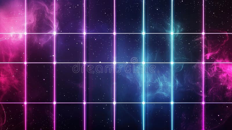 Vibrant Cosmic Grid Pattern with Glowing Lines and Colorful Nebula ...