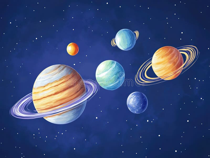 Bright Universe of Planets Floating in Space with Rings Generative AI ...