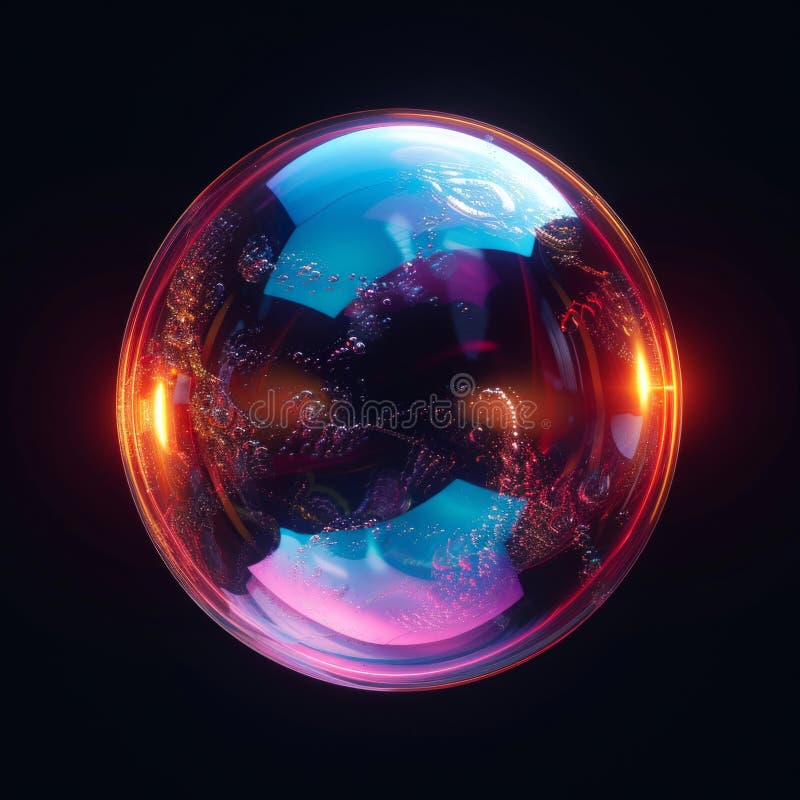 Vibrant Cosmic Iridescent Neon Sphere with Swirling Colors Stock Photo ...