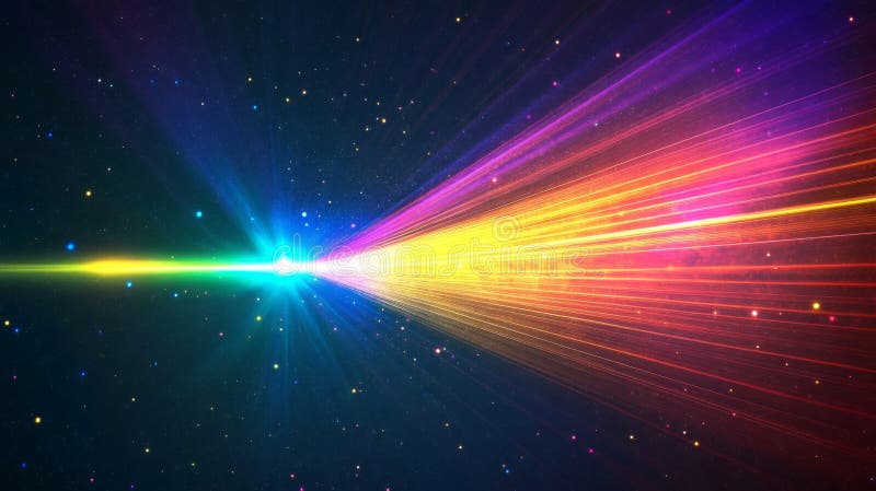 Vibrant Cosmic Light Rays in Dark Space Stock Illustration ...