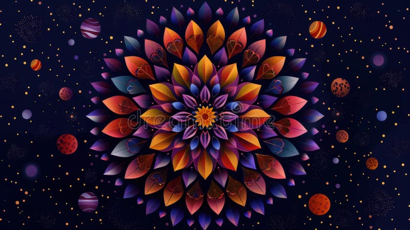 Vibrant Cosmic Mandala Design with Celestial Patterns in Deep Space ...